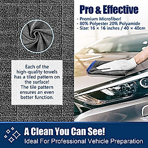 Airlab Microfiber Towels for Cars Wash & Drying Auto Detailing, Highly Absorbent, Lint-Free, Streak-Free, All-Purpose Cleaning Cloths for Household, 16" x 16", Pack of 8, Grey