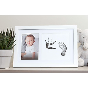 Little Pear Baby Handprint & Footprint Frame, Gender-Neutral Baby Prints Frame, Baby Girl or Baby Boy Prints Picture Frame, White