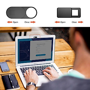 Webcam Cover 6-Pack, Web Camera Cover Slide Ultra-Thin for Laptop, iMac, MacBook Pro, Mac, Computer, Smart Phone, Tablets Slider Camera Blocker Protect Your Privacy & Security (Black)