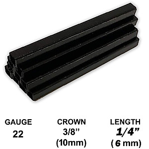 Jewel City Tools 10,000 Hyper Black Staples 22 Gauge 38 10mm Crown 14 6mm Length Quarter Inch Long 22Ga 6mm Black Chisel Point Upholstery Staples (81806BL)