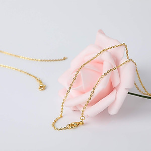 SANNIX 50 Pack Gold Plated Necklace Chains Cable Chain Necklace Bulk for Jewelry Making Supplies, 1.2mm 18 Inches