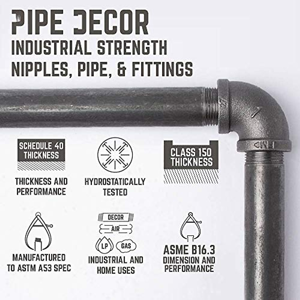 PIPE DÉCOR Rustic Industrial Pipe Paper Towel Holder Heavy Duty DIY Style, Free Standing Kit, Modern Chic Industrial Steel Grey, Commercial Grade Metal