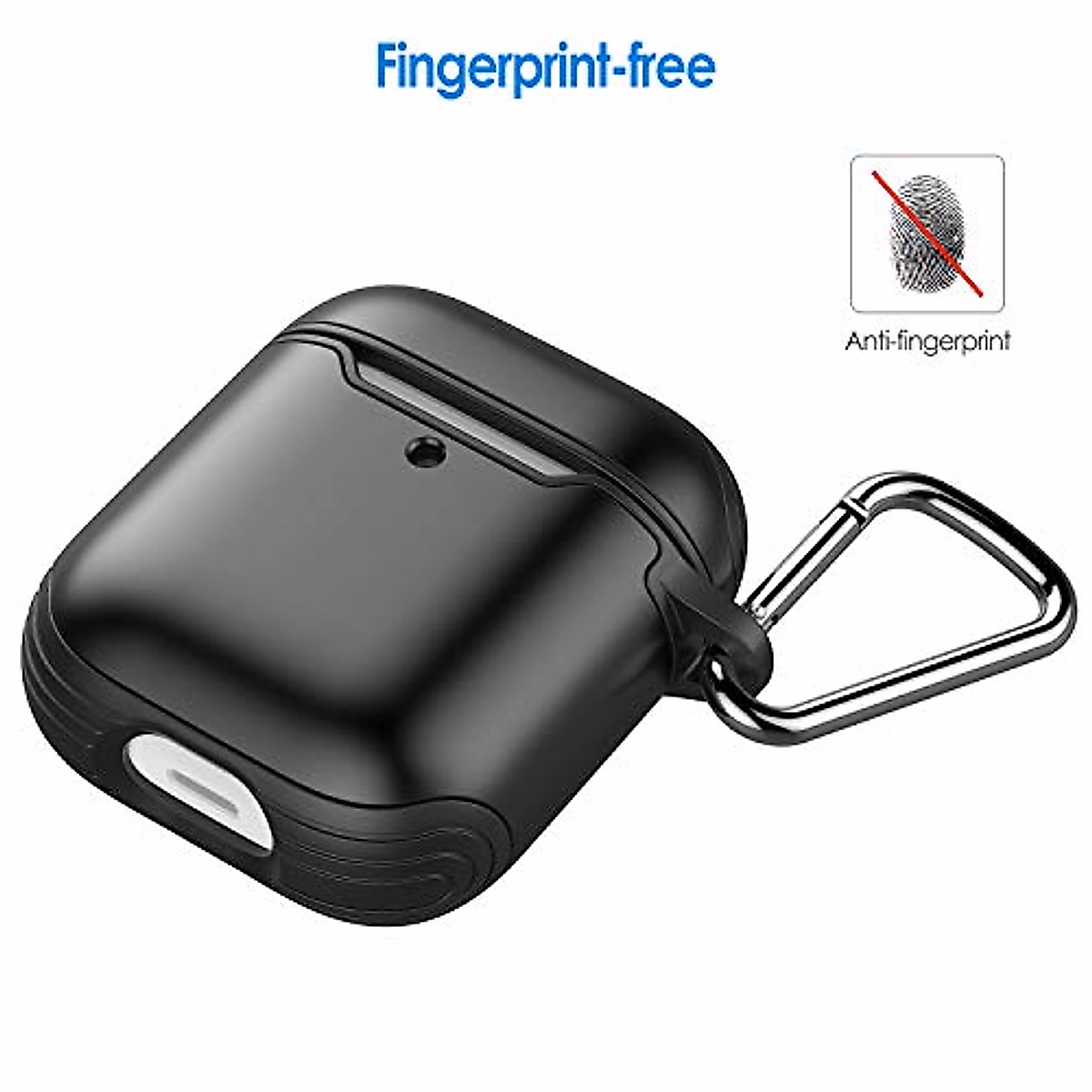 JETech Case Cover for AirPods (1st & 2nd Generation), PC and TPU, Protective Skin with Keychain (Black)