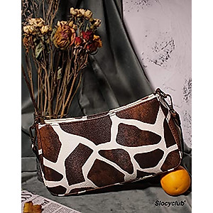 Slocyclub 90S Shoulder Bags for Women, Retro Classic Shoulder Bag with Zipper Closure for Women Vegan Leather Crocodile Purse Clutch Handbag