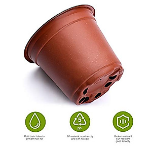 Delxo 100 Pcs 4 Inch Plants Nursery Pots Reusable Plant Seeding Nursery Pot Waterproof Plastic Pots Seed Starting Pots