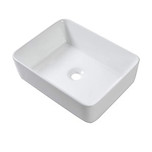 Vessel Sink Rectangular - Sarlai 19"x15" White Bathroom Sink Rectangle Above Counter Porcelain Ceramic Bathroom Vessel Vanity Sink Art Basin