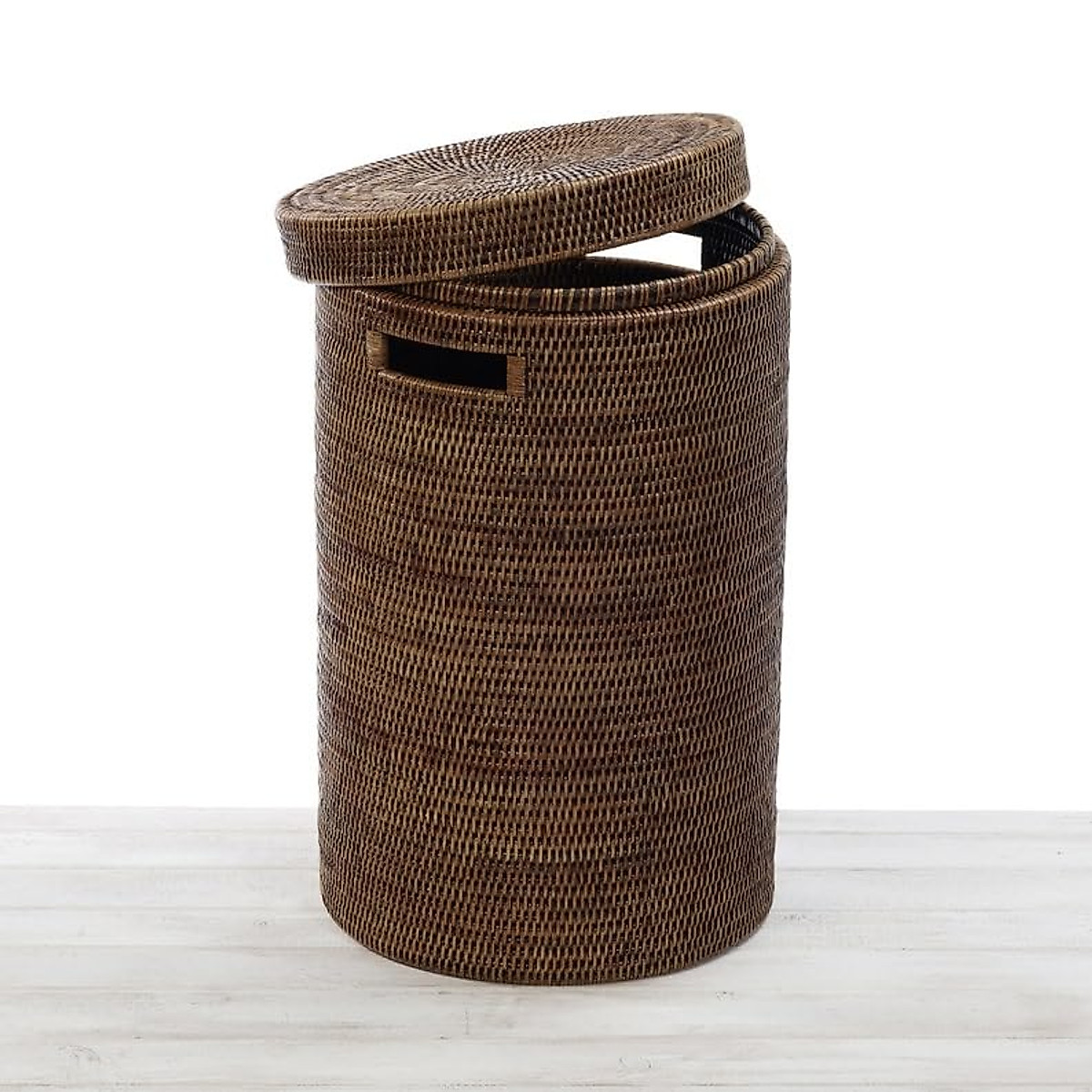 Rattan Tall Cylinder Laundry Basket/Laundry Hamper-DMY (Natural)