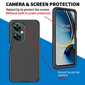 Anloes for Oneplus Nord N30 5G/CE 3 Lite Case, Defender Phone Case Heavy Duty Shockproof Dustproof Rugged Protective, 3 in 1 Bumper Cover for Oneplus Nord N30 Black(Without Built-in Screen Protector)