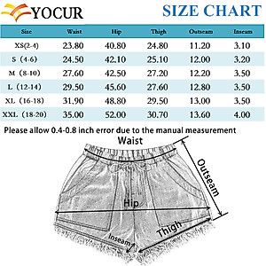 YOCUR Women's Denim Shorts Flowy Fashion Board Shorts Elastic Waist Tassel Distressed Shorts Drawstring Boxer Shorts Juniors Lounge Jean Shorts White M