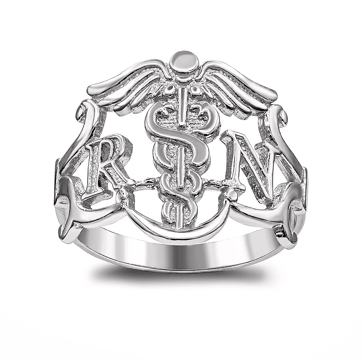 Fine Sterling Silver Registered Nurse Statement Ring (Large) (Size 10.25)