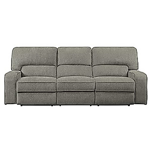 Lexicon Atherton Chenille Fabric Double Manual Reclining Sofa, 98.5" W, Mocha