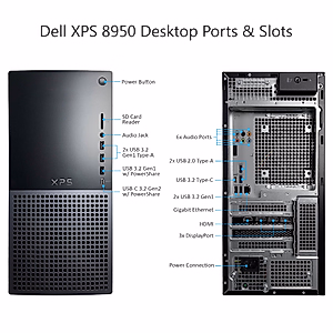 Dell XPS 8950 Desktop Computer - 12th Gen Intel Core i7-12700K up to 5.0 GHz CPU, 32GB DDR5 RAM, 2TB NVMe SSD + 4TB HDD, Intel UHD Graphics 770, Killer Wi-Fi 6, Windows 11 Home