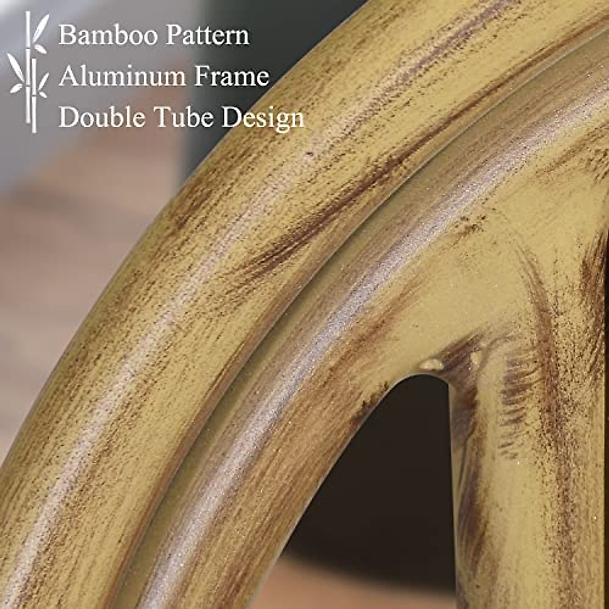 PURPLE LEAF French Bar Stools Set of 2 Bamboo Print Finish Patio Bar Stools with Back Rattan Bar Chairs Wicker Bar Height Stool 30" with Footrest Kitchen Island Stools Outdoor Barstool Grey