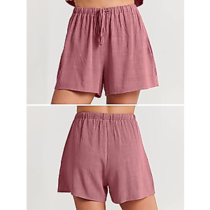 ANRABESS Women’s Summer 2PC Outfits Shorts Sets Sleeveless Crop Top Romper Lounge Matching Set Workout Tracksuit Set Beach Vacation Boho Clothes 806shenfen-L, Pink