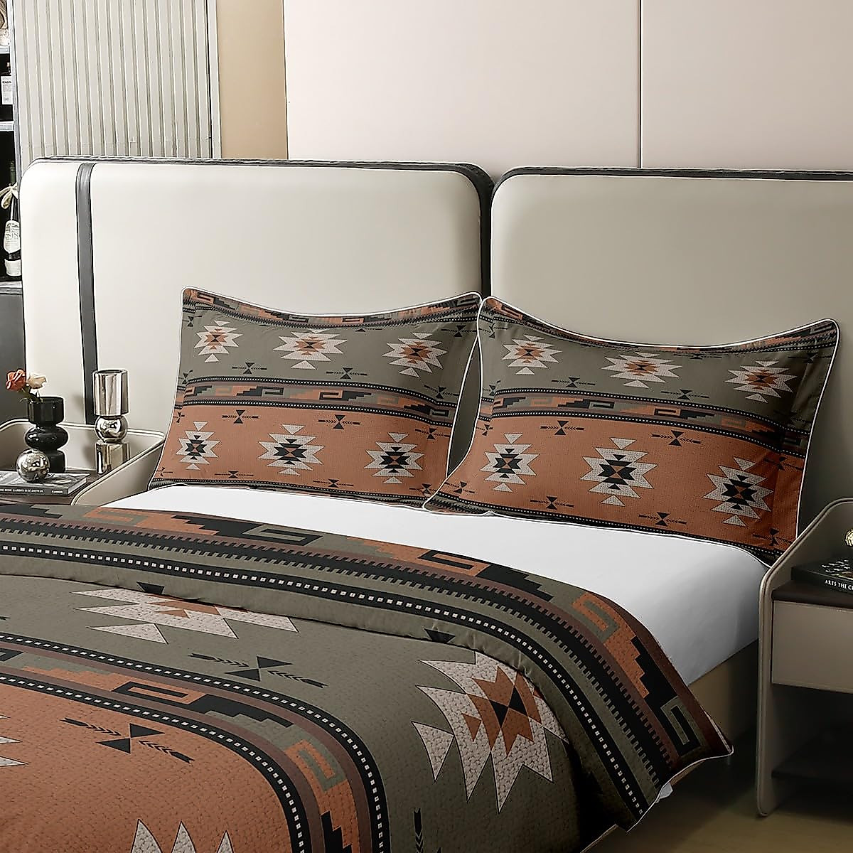Southwestern Bedding Duvet Cover Set 100% Cotton King Size Geometric Pattern Bedding Set Native American Design Comforter Cover Set Tribal Orange Blue Bedspread Cover Bedroom Bedclothes
