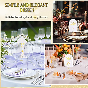 CroBlissful Gold Table Numbers 1-30 with Head Table Number Card and Holders, 5 x 7 Inch Arched Place Seating Sign Double Sided Table Numbers for Wedding Reception Anniversary Birthday Party Restaurant