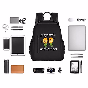 MISTHO Upside Down Pineapple Play Well With Others Funny Swinger Backpack Travel Bag Trekking Backpack Lightweight Large Capacity Bag
