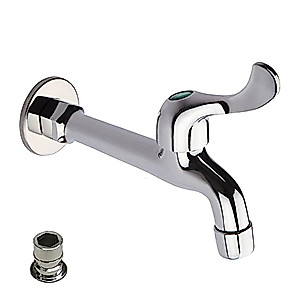 HARPOON Wall Mounted Balcony Mop Sink Faucet Brass Single Handle Cold Garden, Laundry Utility Faucets G1/2'' Inch Thread, Copper Chrome