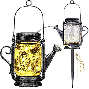 2 Pack Small Outdoor Solar Hanging Lanterns Led Solar Lantern Waterproof for Balcony Garden Courtyard Walkway Patio Decoration (Warm White)
