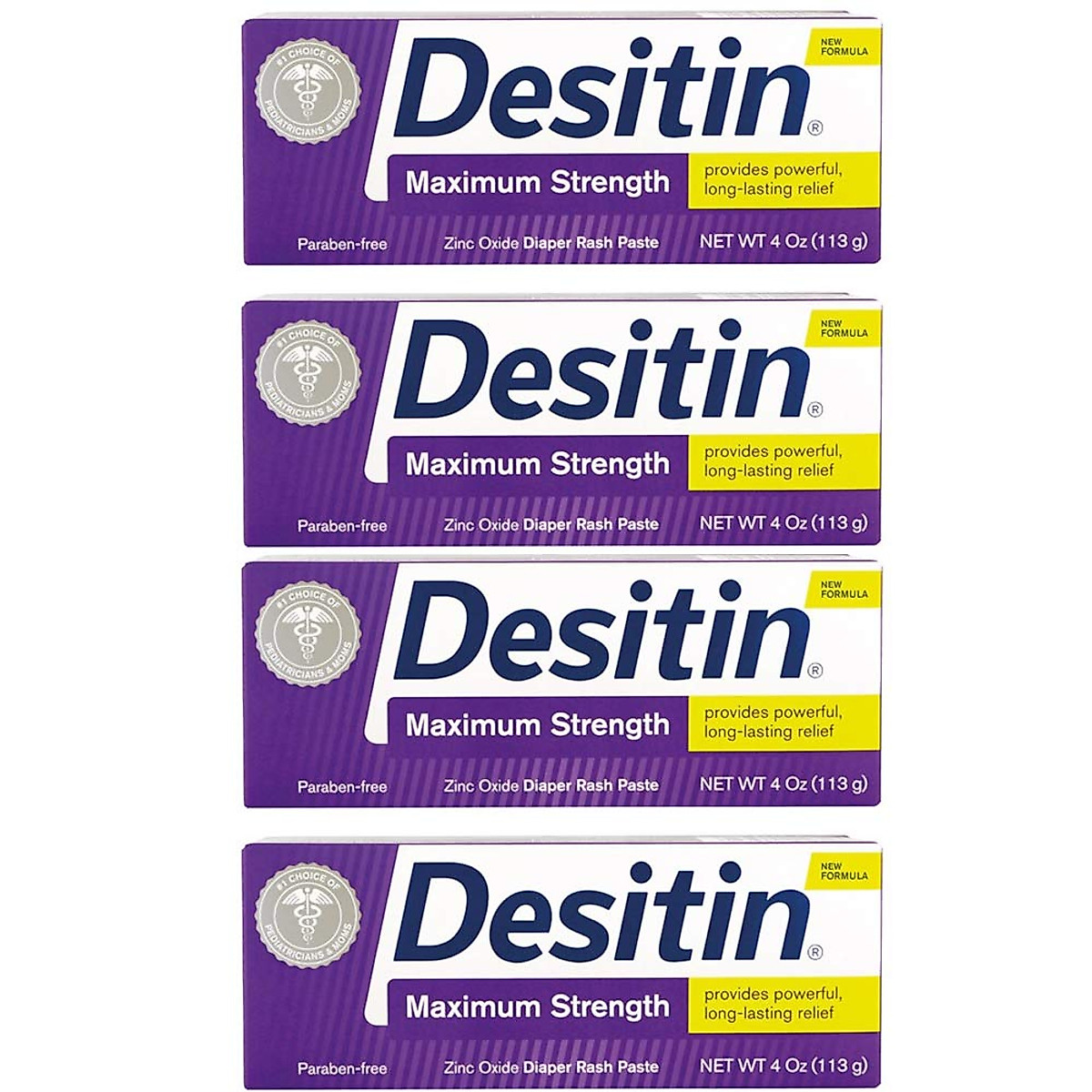 Desitin Diaper Rash Paste, Maximum Strength, 4 Ounces (Pack of 4)