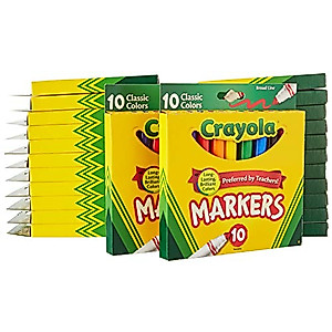 Crayola 758114552570 Broad Line Markers, Classic Colors 10 Each (Pack of 24), Case of 24 no, Count