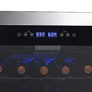 NewAir Wine Cooler and Refrigerator | 28 Bottle Capacity | Freestanding/Built-in Countertop Wine Cellar in Stainless Steel with UV Protected Glass Door NWC028SS01