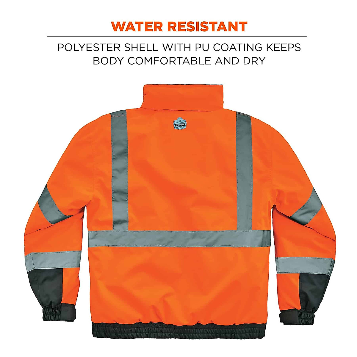 Ergodyne unisex adult High Visibility ,Reflective Quilted Insulation, Class 3, Type Hi Vis Winter Bomber Jacket, Orange, Large US