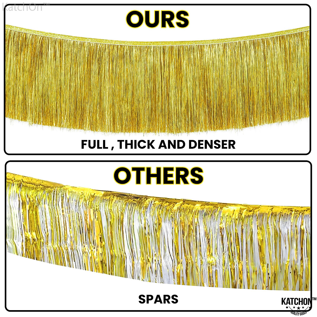 KatchOn, Pack of 2 Gold Fringe Banner - 6.5 Feet | Gold Fringe Garland, Golden Birthday Party Decorations, Gold Streamers Party Decorations | Happy New Year Backdrop, New Years Eve Party Supplies 2025