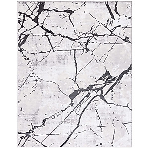 SAFAVIEH Amelia Collection Area Rug - 8' x 10', Grey & Black, Modern Abstract Design, Non-Shedding & Easy Care, Ideal for High Traffic Areas in Living Room, Bedroom (ALA293K)