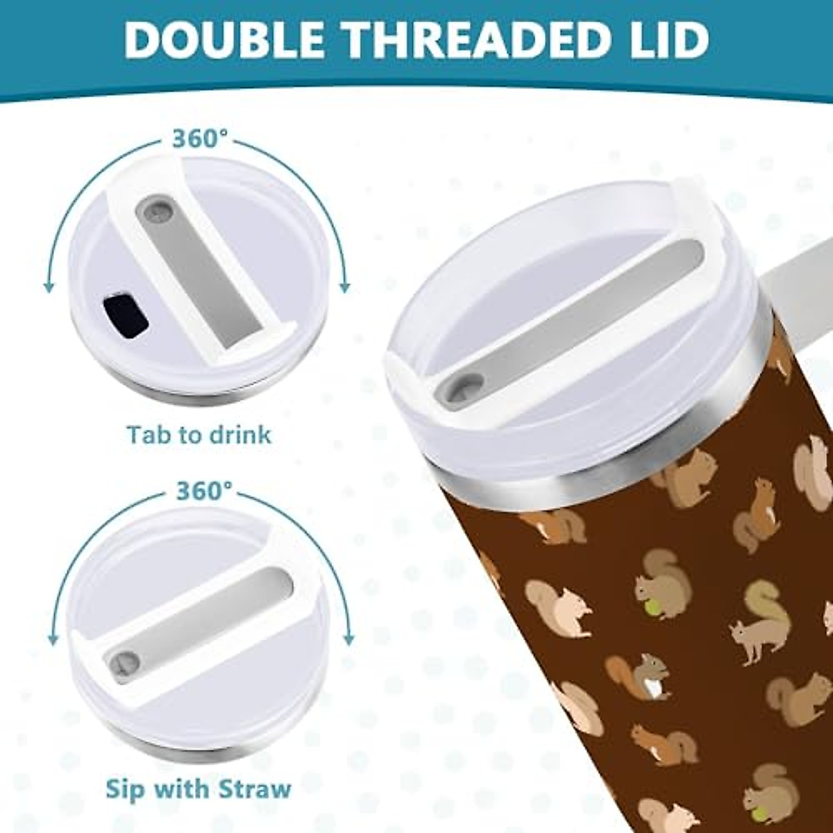 ARGTILDN 30 oz Tumbler Squirrels Animal Insulated Travel Mug with Handle and Straw Lid Stainless Steel Vacuum Coffee Cup Tea Beverage Container Water Bottles for Car Sports office
