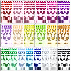 2800 Pcs Self Adhesive face Rhinestones gems Stickers in 20 Colors, 6 Sizes Stick on Jewels for Body, Face, Hair and Craft DIY Decorations(3/4/5/6/8/10mm)