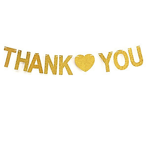GZFY Gold Glittery Thank You Banner Thanksgiving Sign Wedding Bunting Banner Home Decorations Garland Photo Booth Props
