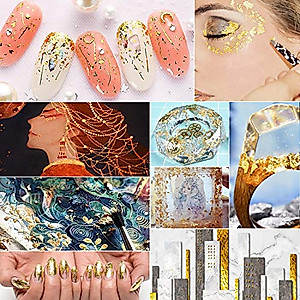 YULIKTOR Gold Foil Flakes for Resin,3 Bottles Metallic Foil Flakes 15 Gram,Imitation Gold Foil Flakes Metallic Leaf for Nails, Painting, Crafts,Slime and Resin Jewelry Making,Gold,Silver,Copper Colors