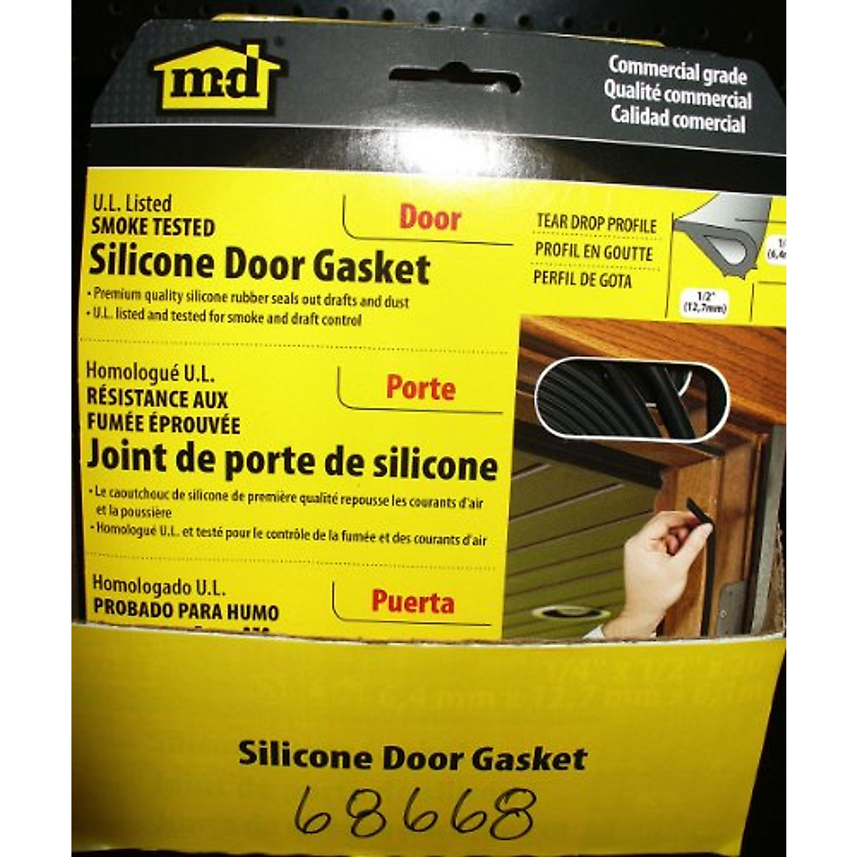 MD Building Products 68668 1/2-Inch by 20-Feet Black Silicone Door Seal