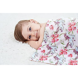 Soft Plush Minky Baby Blanket for Boys Girls Unisex with Print Animal Pattern Double Layer Dotted Backing Bed Throws for Baby Crib Receiving for Newborns (Unicorn)