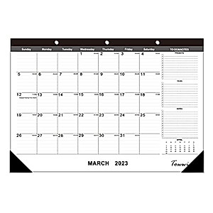 TOWWI Monthly Desk Pad Calendar Desk/Wall Calendar for Daily Schedule Planner, 16.7x11.6 inches (Black)