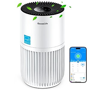 GoveeLife Mini Air Purifier for Bedroom, HEPA Smart Filter Air Purifier with App Alexa Control for Pet Hair, Odors, Pollen, Smoke, Portable Air Cleaner with 3 Speeds, 2 Modes, Timer, Aroma for Home