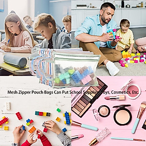 10 Pack Mesh Zipper Pouches for Organizing, Double Layers Nylon Puzzle Building Block Sets Toy Storage Organization with Handle, Multipurpose for Travel, School, Board Game, Office, and Home Organize