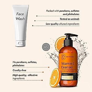 Vitamin C Cleanser Face Wash | HUGE 8 oz Anti Aging Facial Cleanser for Dark Circles, Age Spots and Fine Lines | Natural Gel Face Cleanser with Aloe Vera, Vitamin E & Rosehip