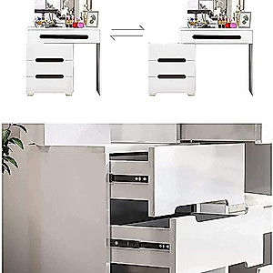LEONYS Makeup Vanity Table, Vanity Set with Mirror & Sturdy Stool, Dressing Table, 4 Drawers & Bedside Table for Ample Storage (Size : 9OCM)