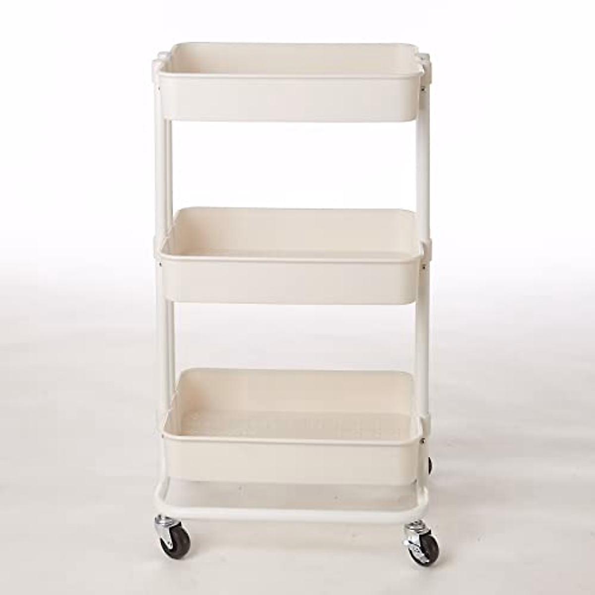 Urban Lifestyle Plastic 3 Tier Rolling Storage Cart, White