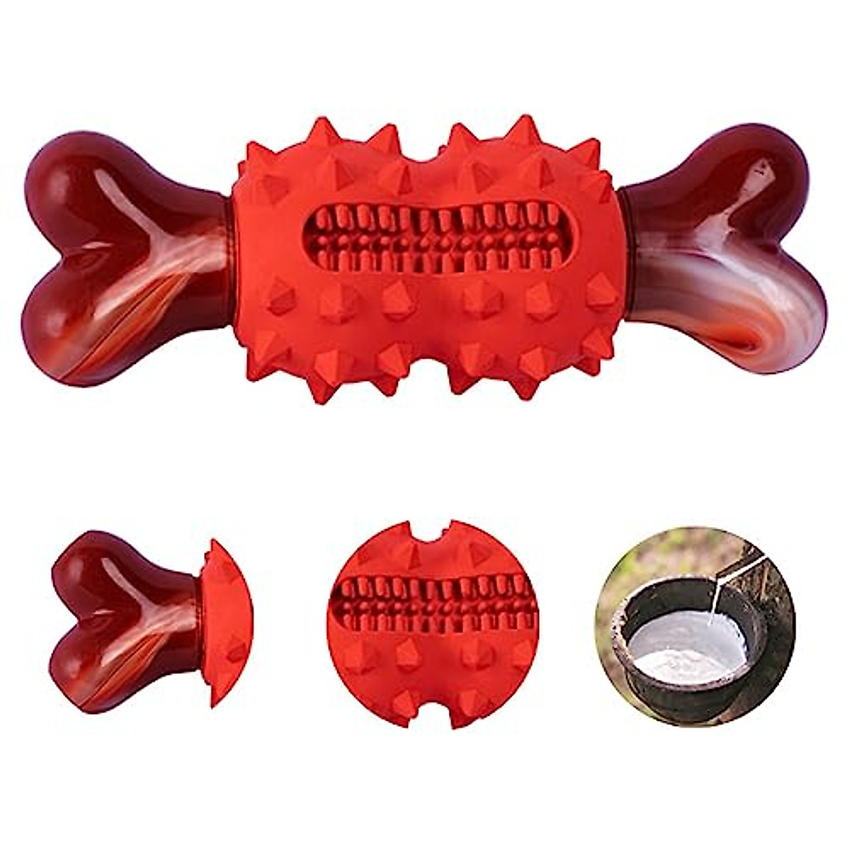 Pjeghbvop Bone Shaped Molar Stick for Large Dogs Dental Care Bite-Resistant Natural Rubber Toothbrush