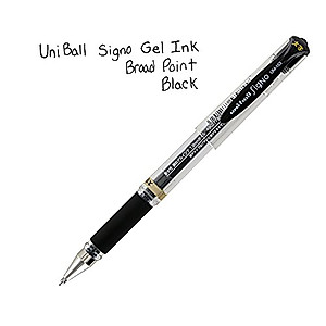 Uni-Ball Signo UM-153 Gel Ink Rollerball Pen, 1.0mm, Broad Point, Black Ink, Pack of 6