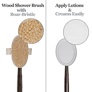 EASACE Long Handle Bath Body Brush & Lotion Applicator for Back Scrubber, Shower Brush with Soft Bristles for Wet or Dry