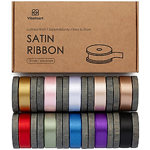 Vitalizart Satin Ribbon 3/8 Inch Double Faced Silk Like Thin Ribbon for Gift Wrapping Bouquet Hair Wedding Christmas Decoration 30 Yards