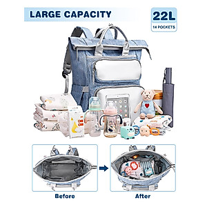 Diaper Bag Backpack, Large Baby Bag, Multi-Functional Travel Back Pack, Waterproof Maternity Nappy Bag Changing Bags with Insulated Pockets Stroller Straps