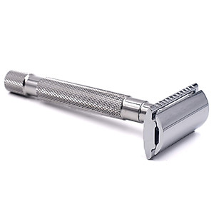 Parker 64S Stainless Steel Handle Double Edge Safety Razor & 5 Premium Blades