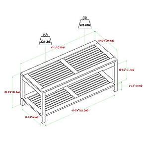 Walker Edison Maui Modern 3 Piece Solid Acacia Wood Slatted Patio Chat Set, Set of 3, Grey Wash