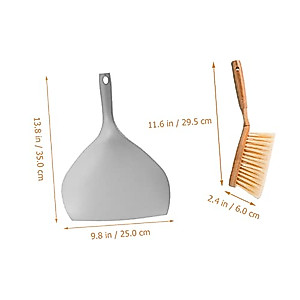 SEWOART 1 Set Desktop Cleaning Kit Broom Indoor Handheld Broom Hand Broom and Dustpan Kits Dust Pan Gray Desk Small Pans Mini Cleaning Brush Small Cleaning Broom and Dustpan Brush Grey