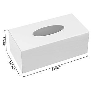 HBlife Acrylic Tissue Box Cover & Holder with Magnetic Bottom, Multi-Functional Dryer Sheet & Mask Organizer for Bathroom, Car, Office - White Rectangle, 9.84 x 5.02 x 3.54 Inches